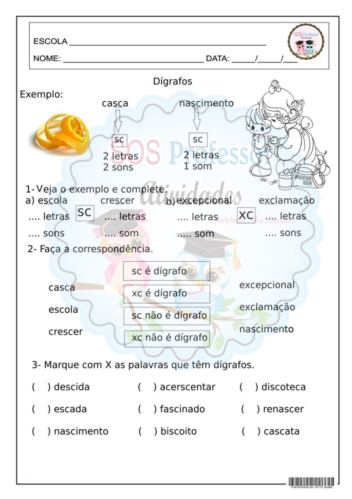 Dígrafos-3 - SOS Professor Atividades - Dígrafo