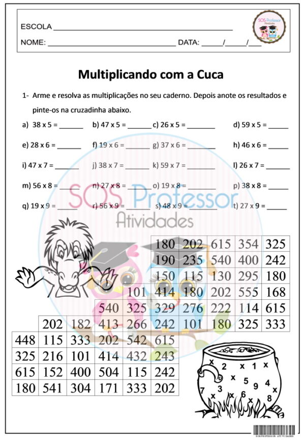 Multiplicando com a Cuca - SOS Professor Atividades - Cálculos