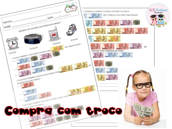 Compra com troco - SOS Professor Atividades - 3º ao 5º ano
